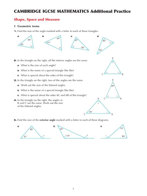 Cambridge Shape Questions Pdf