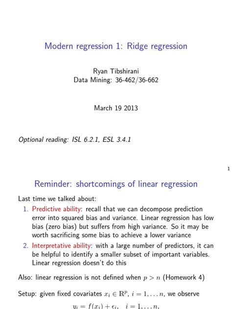 modern regression ridge regression pdf linear regression mean