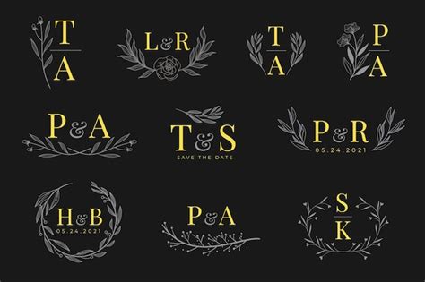 붓글씨 웨딩 모노그램 로고 무료 벡터