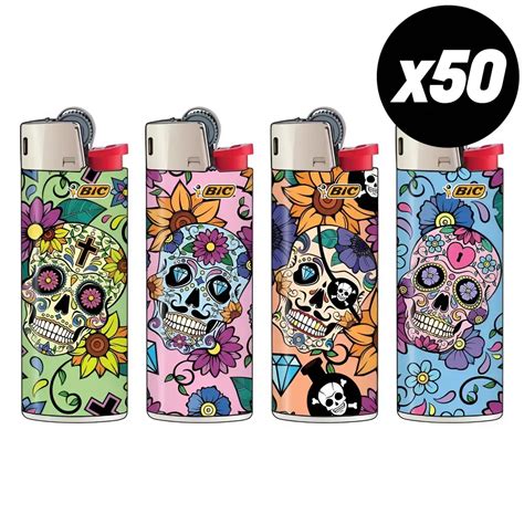 Briquet Bic Mini Tête De Mort X50 Lot De Briquets Bic