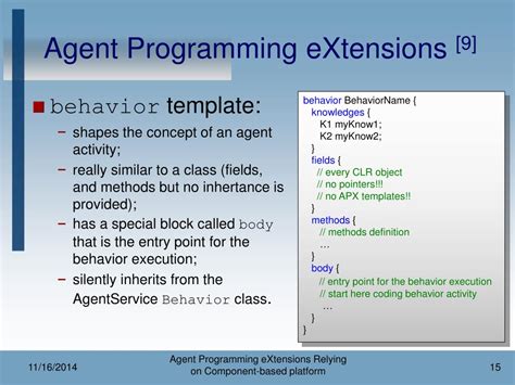 ppt agent programming extensions relying on a component based