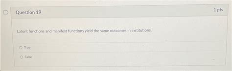 Solved Question 191ptslatent Functions And Manifest