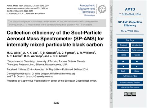 PDF Collection Efficiency Of The Soot Particle Aerosol Mass Spectrometer SP AMS For
