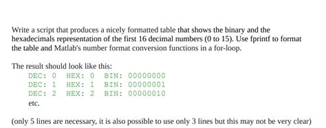 Solved Write A Script That Produces A Nicely Formatted Table
