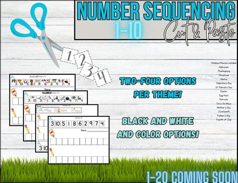 Seasonal Number Sequencing 1 10 Holiday Themes Number Sequence Fine Motor Skills