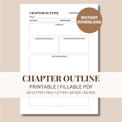 Chapter Outline Template Etsy