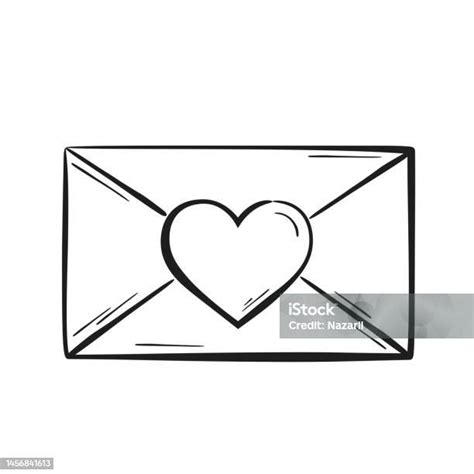 마음으로 스케치 봉투 손으로 그린 사랑 메시지와 발렌타인 데이 기호입니다 발렌타인 데이 디자인을 위한 벡터 요소 2월에 대한 스톡 벡터 아트 및 기타 이미지 Istock