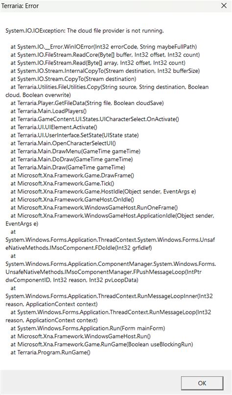 Crashing When Pressing Single Player R Terraria
