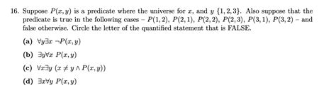 Solved Suppose P X Y Is A Predicate Where The Universe Chegg