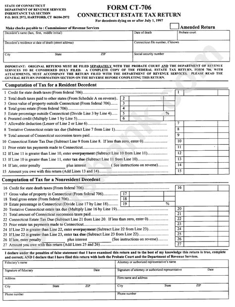 Fillable Form Ct 706 Nt Ext Printable Forms Free Online