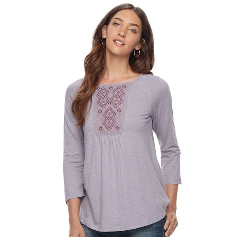 Womens Sonoma Goods For Life® Embroidered Yoke Top Yoke Top Women Tops