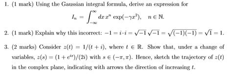 Solved Using The Gaussian Integral Formula Derive An