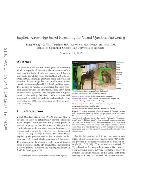 Pdf Explicit Knowledge Based Reasoning For Visual Question Answering