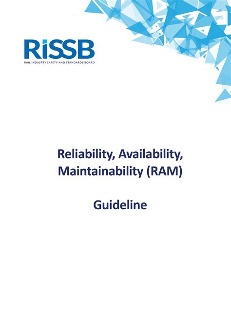 Guideline Reliability Availability Maintainability Ram Rail Industry Safety And