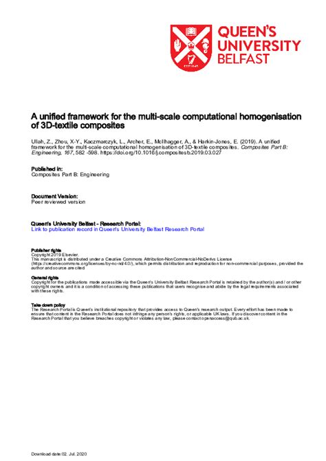 Pdf A Unified Framework For The Multi Scale Computational Homogenisation Of 3d Textile Composites