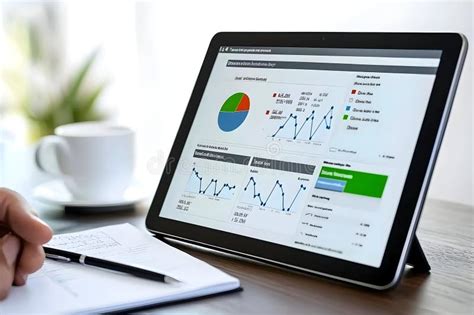 Analyzing Business Data On A Modern Tablet Device Stock Illustration Illustration Of
