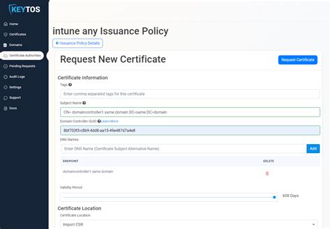 Create Domain Controller Certificates Keytos Docs