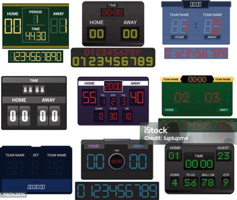 스코어 보드 벡터 점수 보드 디지털 디스플레이 축구 축구 Sp Led 조명에 대한 스톡 벡터 아트 및 기타 이미지 Led 조명 득점 방송 Istock