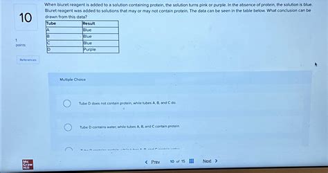 Solved 10when Biuret Reagent Is Added To A Solution