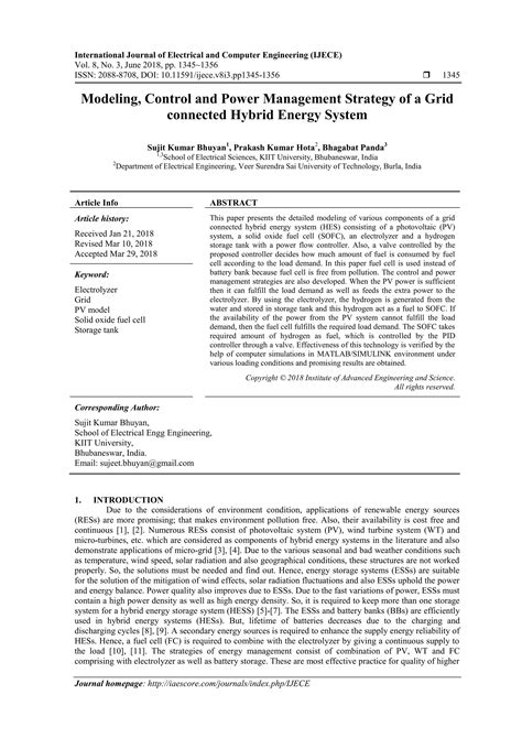 Modeling Control And Power Management Strategy Of A Grid Connected Hybrid Energy System Pdf