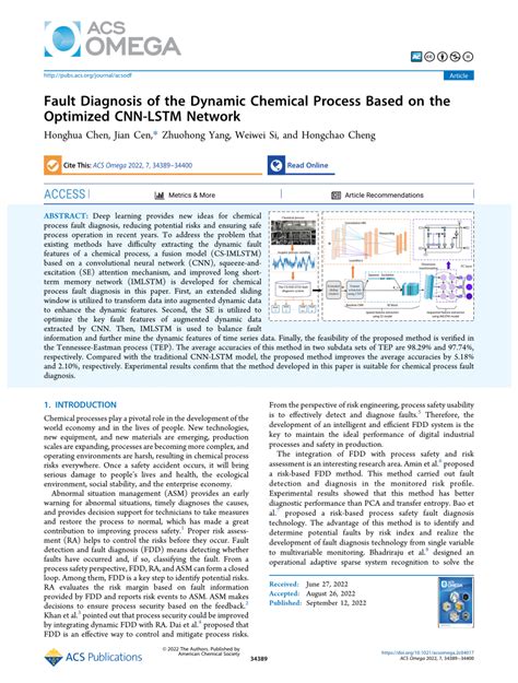 Pdf Fault Diagnosis Of The Dynamic Chemical Process Based On The