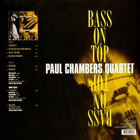 Paul Chambers Quartet Bass On Top2 Vinyl Lp Hhv
