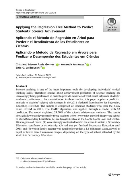 Applying The Regression Tree Method To Predict Students Science Achievement Pdf Linear