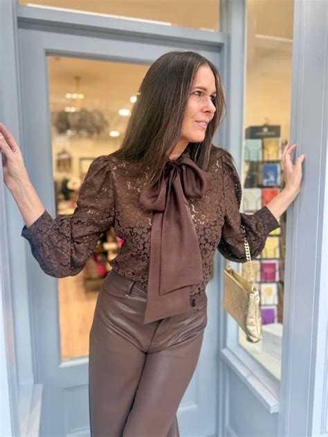 Cara Lace Pussy Bow Blouse Chocolate Law And Co