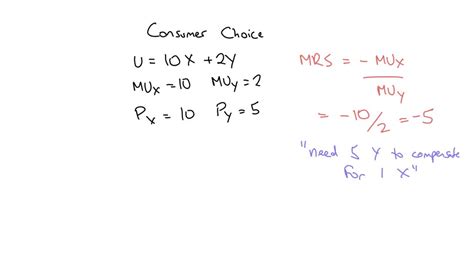 Solved Given The Following Utility Function U 10x 2y And Marginal
