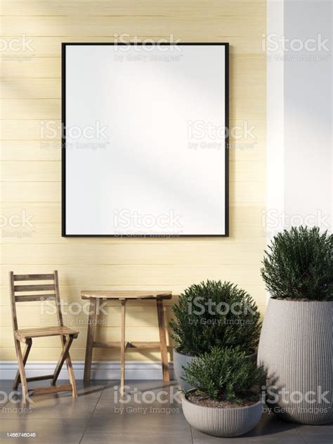 현대적인 인테리어 거실 나무 바닥 콘크리트 벽 배경 스칸디나비아 스타일 로프트 스타일 3d 렌더링의 포스터 프레임 조롱 0명에 대한 스톡 사진 및 기타 이미지 Istock