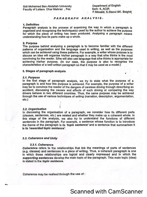 Paragraph Analysis Prof Slaoui Acir Pdf