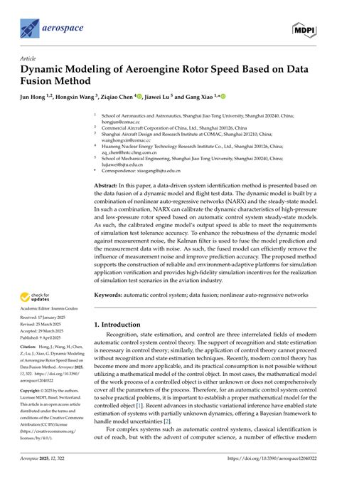 Pdf Dynamic Modeling Of Aeroengine Rotor Speed Based On Data Fusion