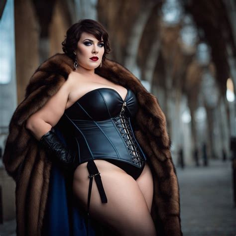 Domina Very Fat Big Beautiful Woman Furs Coat Bl By