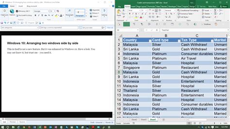Windows 10 Arranging Two Windows Side By Side