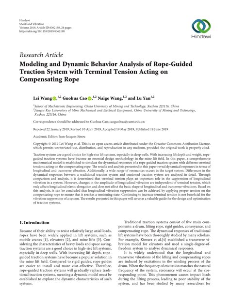 Pdf Modeling And Dynamic Behavior Analysis Of Rope Guided Traction