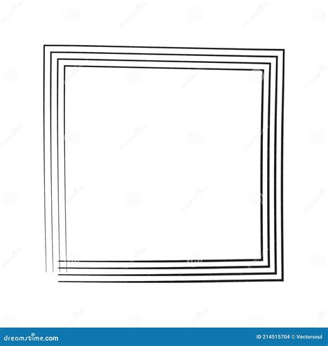 Concentric Square Element Square With Drawn Lines Vector Illustration