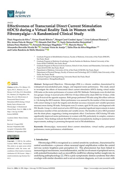 Pdf Effectiveness Of Transcranial Direct Current Stimulation Tdcs During A Virtual Reality