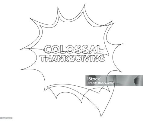 One Continuous Line Of Speech Bubble With Colossal Thanksgiving Text Thin Line Illustration