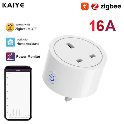 Tuya Zigbee Smart Socket Uk Plug 16A Házi Power Outlet With Energy Monitor Works Alexa Google
