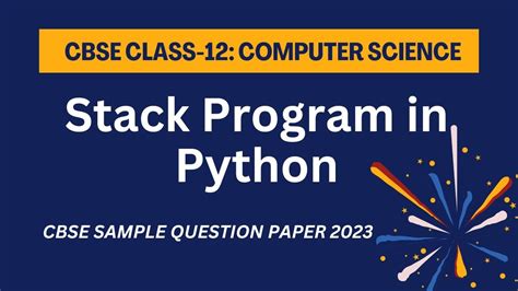 Class 12 Computer Science Stack Program To Push And Pop Operations