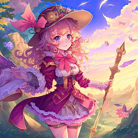Personaje De Anime Inspirado En Chicas De Fantasía Con Un Aspecto Lindo Y Poderoso Inocente Y