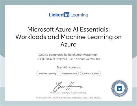 Just Finished The Course “microsoft Azure Ai Essentials Workloads And
