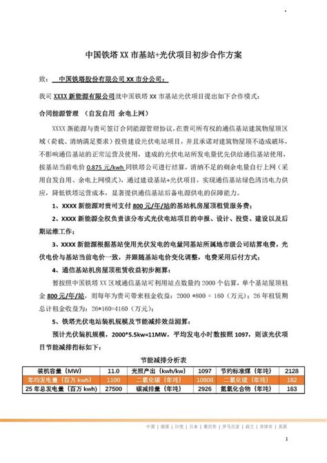 光伏 中国铁塔某市基站光伏项目初步合作方案 知乎
