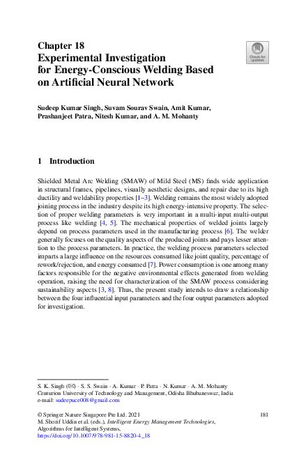 Pdf Experimental Investigation For Energy Conscious Welding Based On Artificial Neural Network