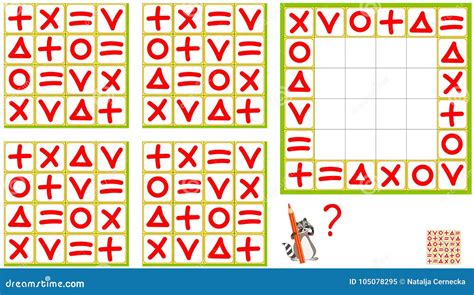 Logic Puzzle Game Find The Correct Pattern And Draw It So All Rows And All Columns Have The