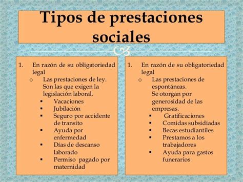 Tipos De Prestaciones A Los Trabajadores Basjantcreditos
