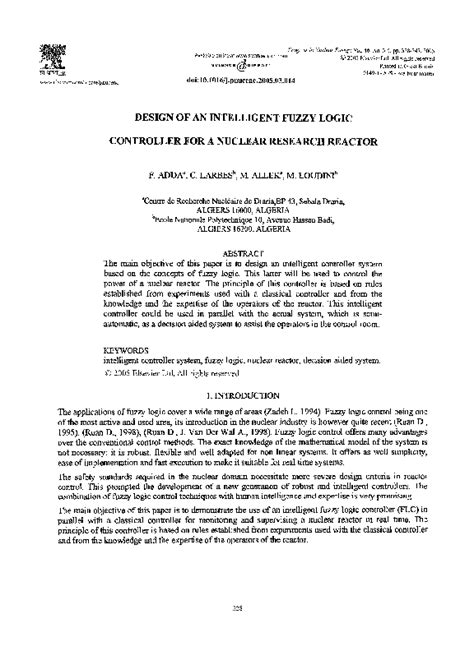 Pdf Design Of An Intelligent Fuzzy Logic Controller For A Nuclear Research Reactor