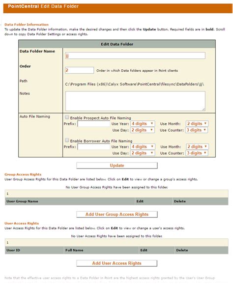 3312 Assigning User Or User Group Access Rights To A Data Folder