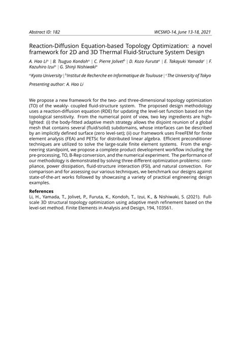 Pdf Reaction Diffusion Equation Based Topology Optimization A Novel Framework For 2d And 3d