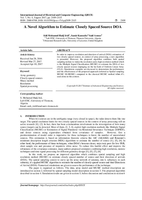 Pdf A Novel Algorithm To Estimate Closely Spaced Source Doa